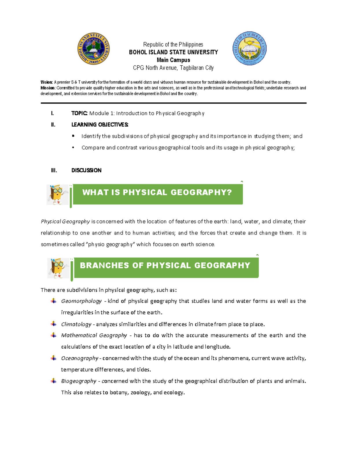 Module 1: Intro to Physical Geography - Key Concepts & Tools - Studocu