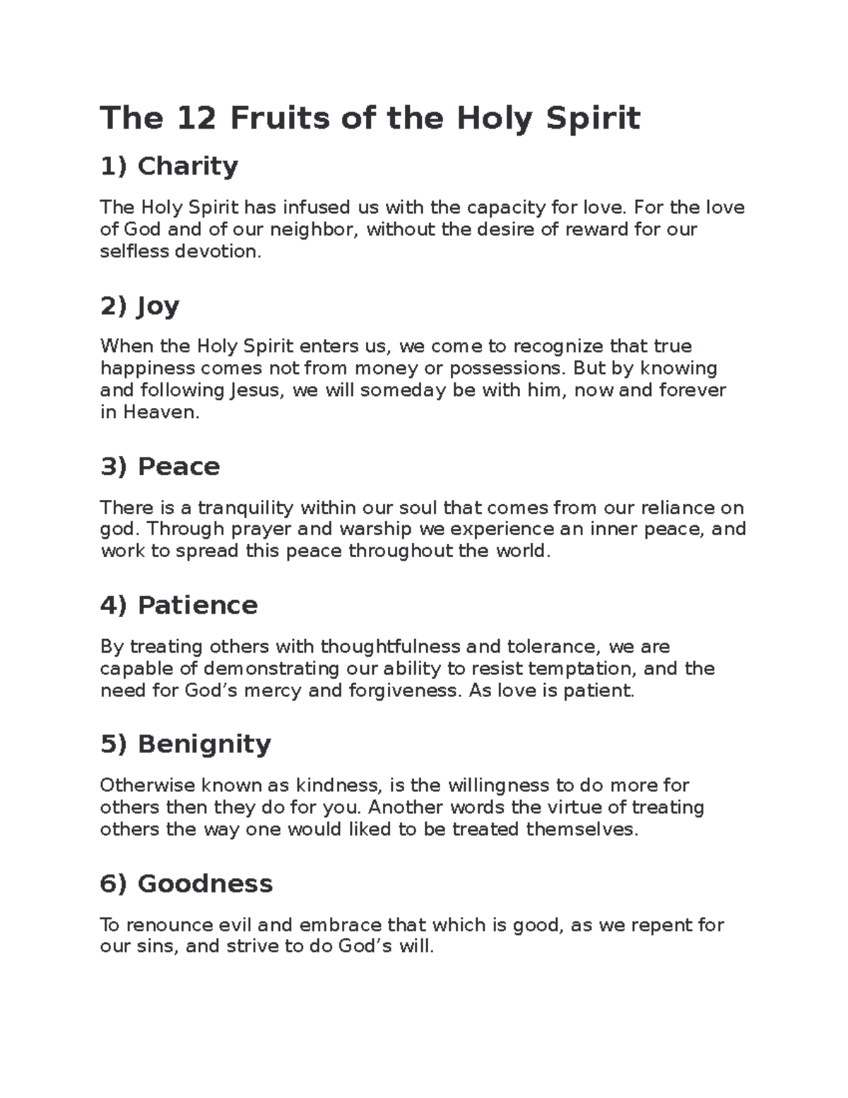 The 12 Fruits of the Holy Spirit - The 12 Fruits of the Holy Spirit 1 ...
