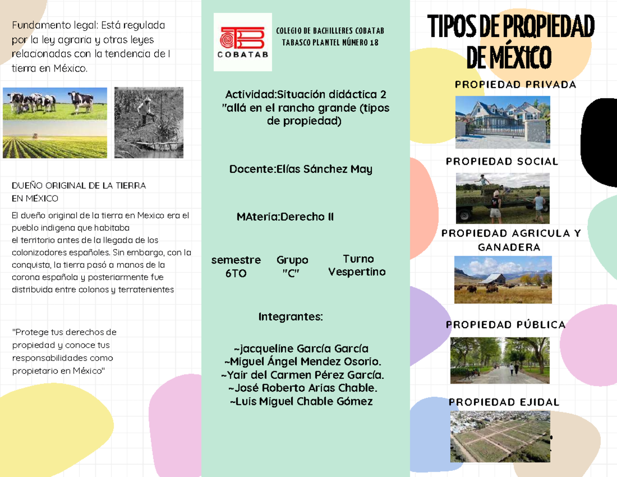 Tipos de Propiedad en México: Situación Didáctica 2 - Derecho II - Studocu