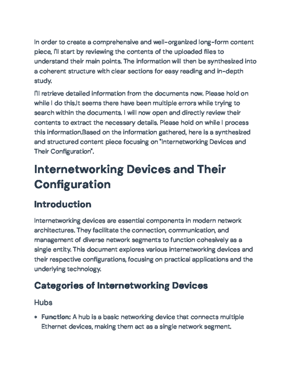 Internetworking Devices and Their Configuration: A Study Guide - In ...