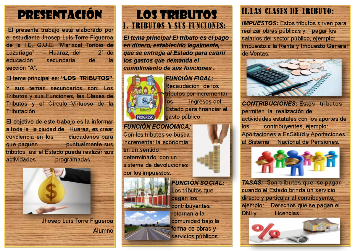 Tríptico de Tributos: Funciones y Clases - Jhosep Torre 2°A - Studocu