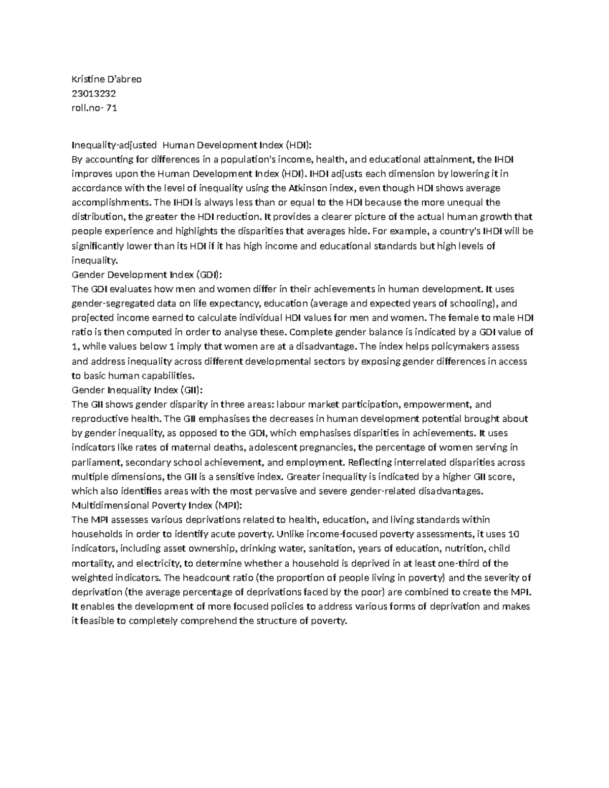 HDI Summary: Understanding Human Development Indices (HDI, GDI, GII ...