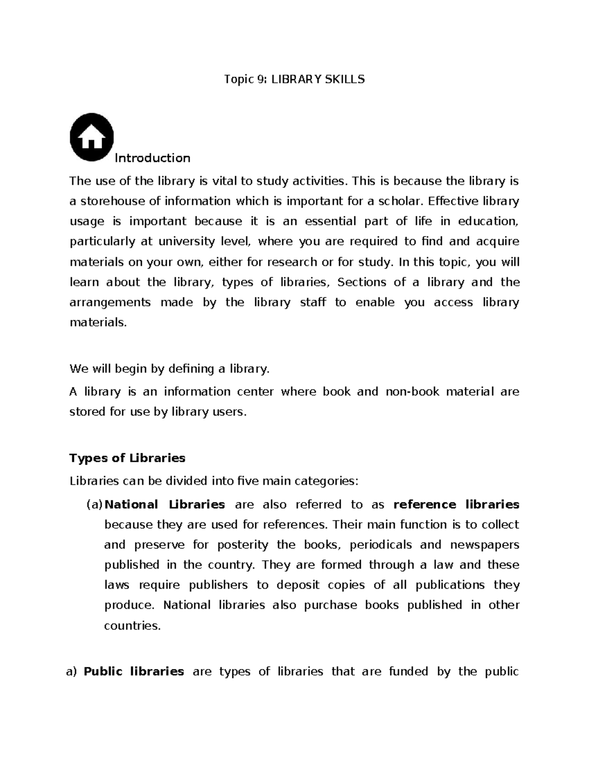 Topic 9: LIBRARY SKILLS - Understanding Library Usage and Resources ...