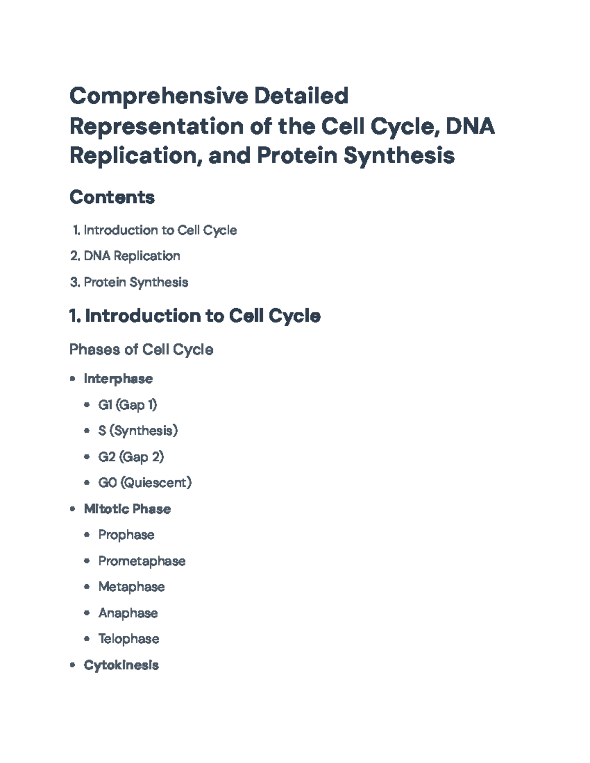 Cell Cycle, DNA Replication, and Protein Synthesis Overview ...
