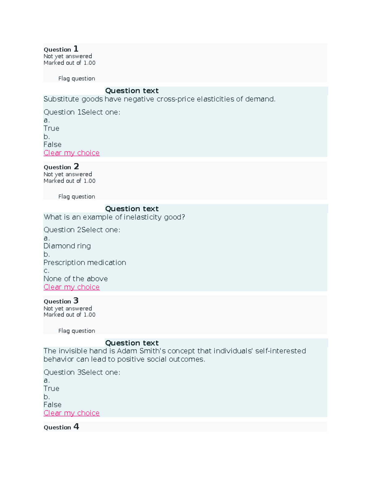 Self Quiz Unit 3 BUS 1103 2023/2024 Economics Practice Questions - Studocu