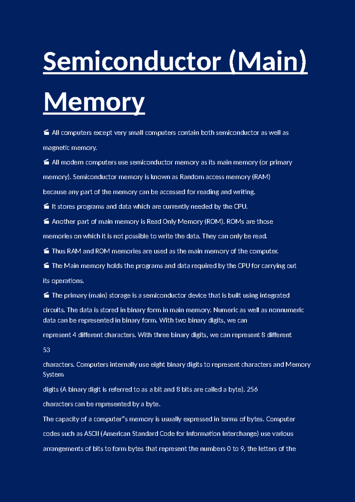 Semiconductor Memory Overview - BCA Notes - Studocu
