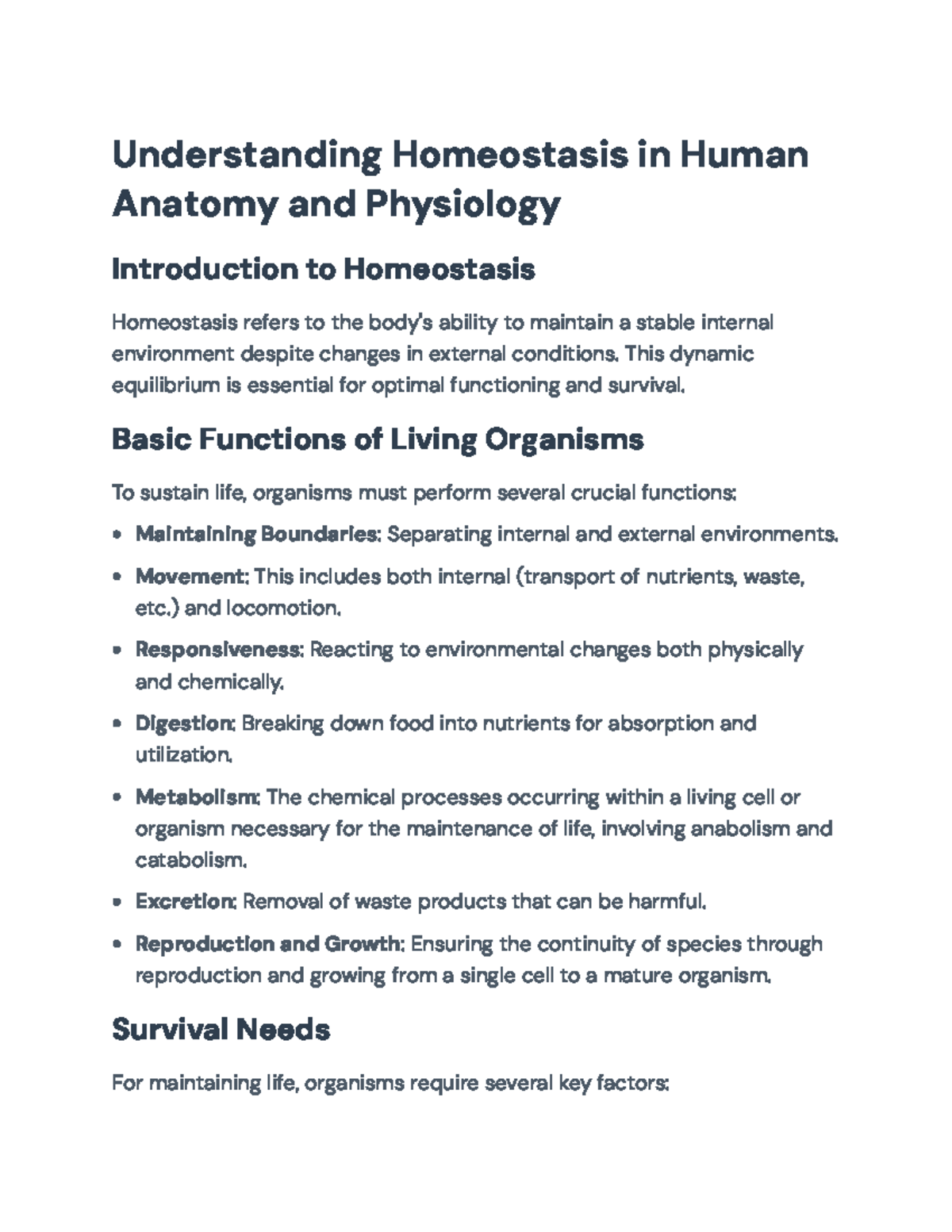 Understanding Homeostasis in Anatomy and Physiology (Course Code: AP101 ...