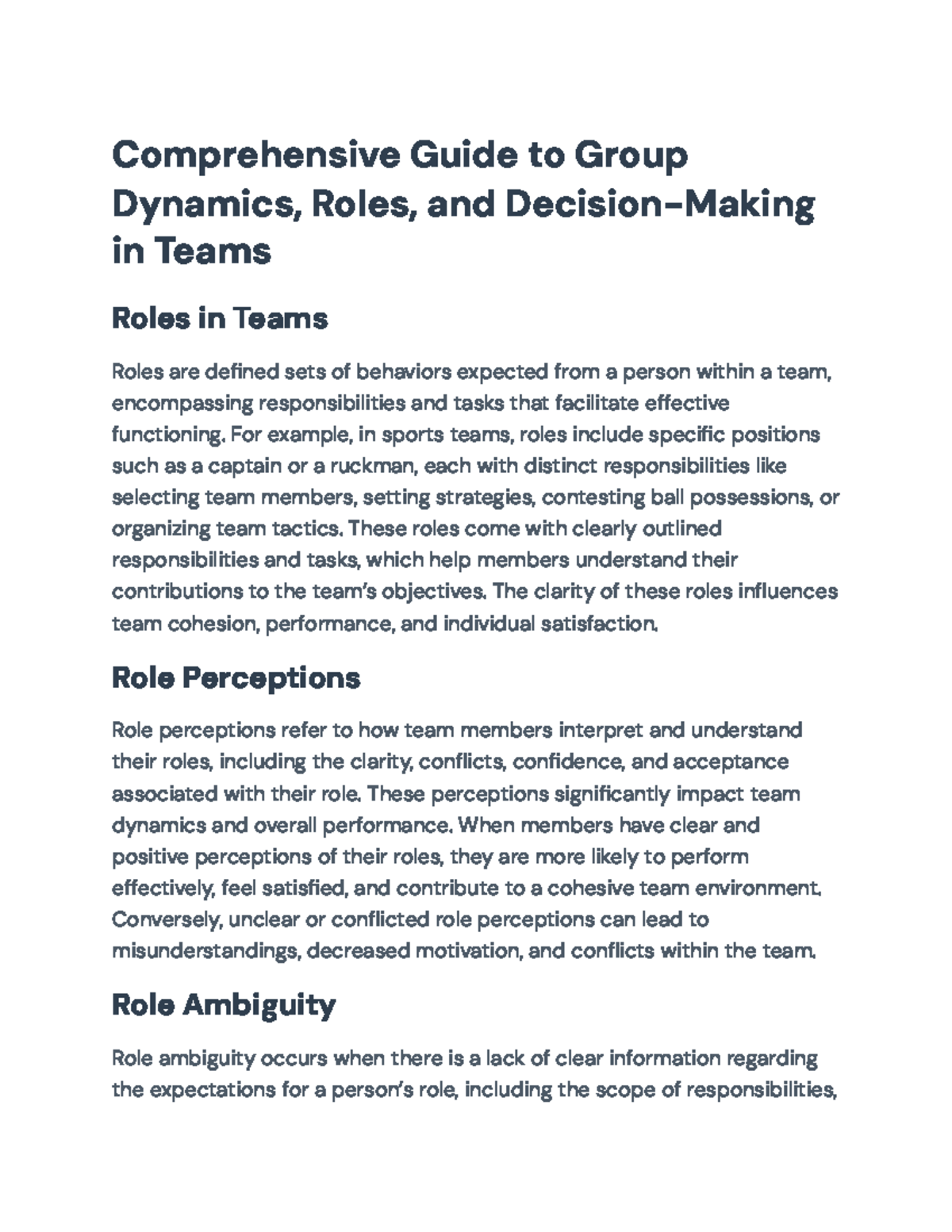 Comprehensive Guide to Group Dynamics & Decision-Making in Teams - Studocu