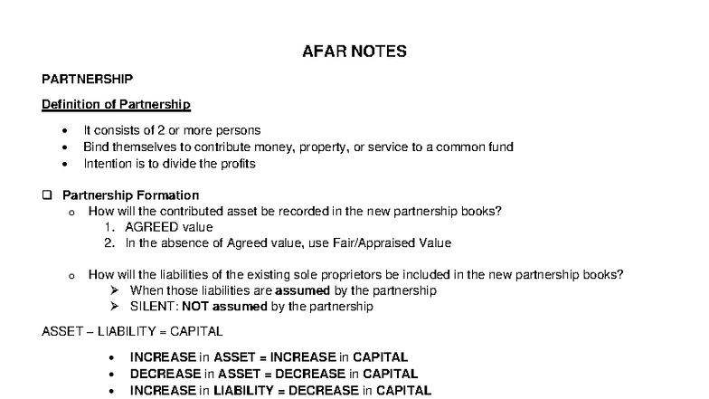 AFAR NOTES: Partnership, Liquidation, and Cost Accounting Concepts ...