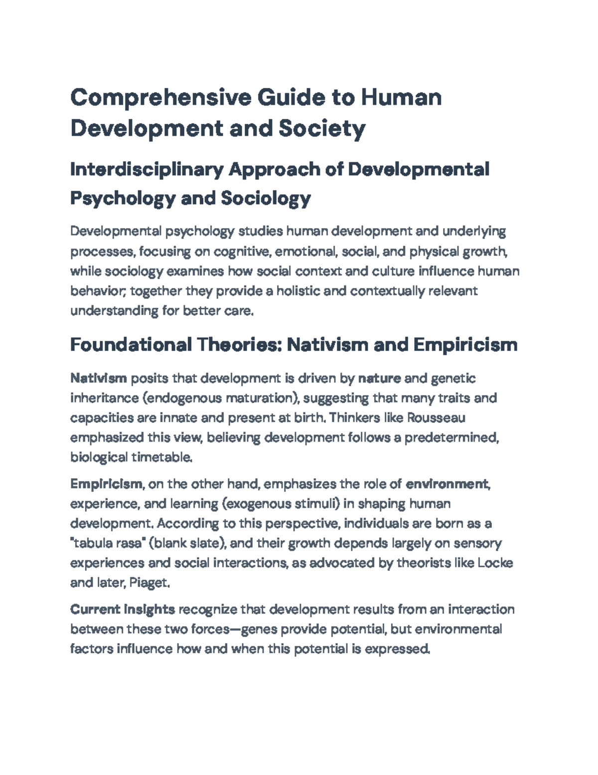 Comprehensive Guide to Human Development and Society (PSY/SOC 101 ...