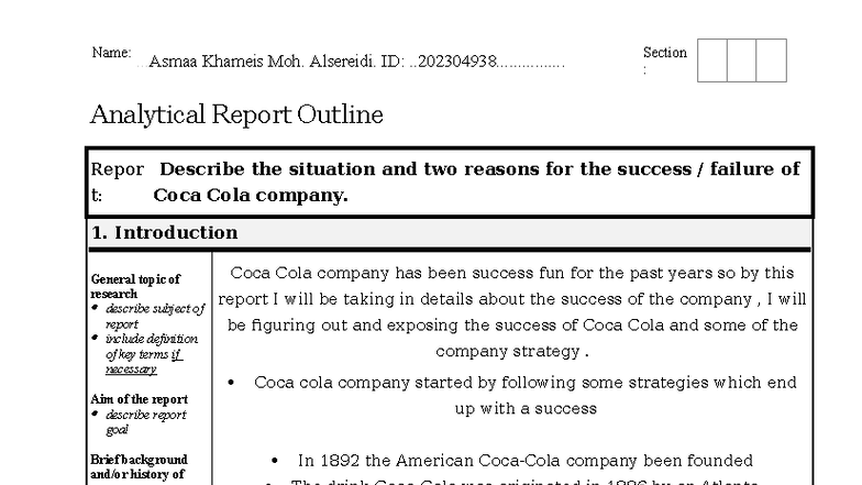 EAP: AB, DB, JH, SB, TG IAE - Analytical Report on Coca Cola Success ...