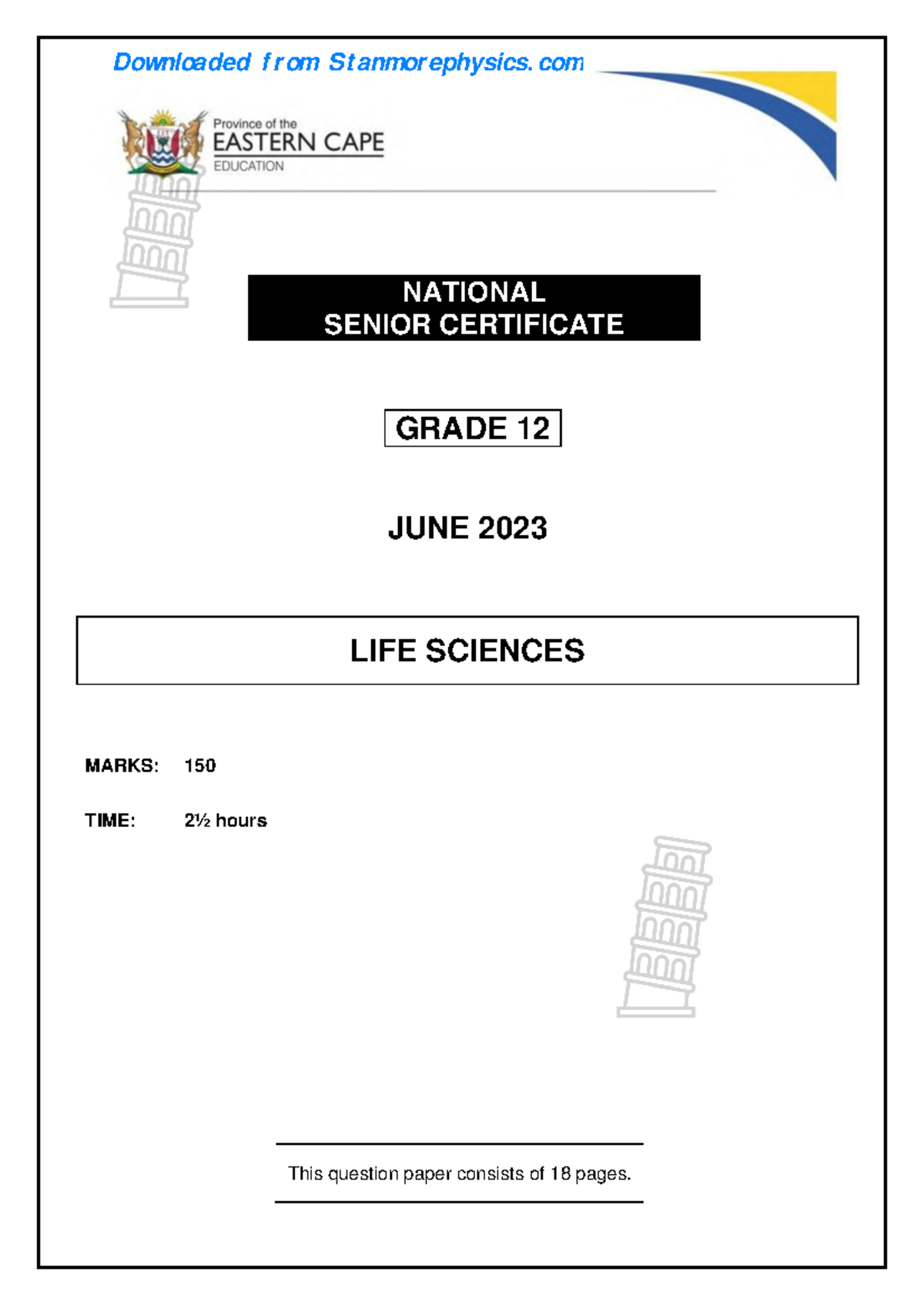 EC Life Sciences Gr 12 June 2023 Question Paper & Memo - Studocu