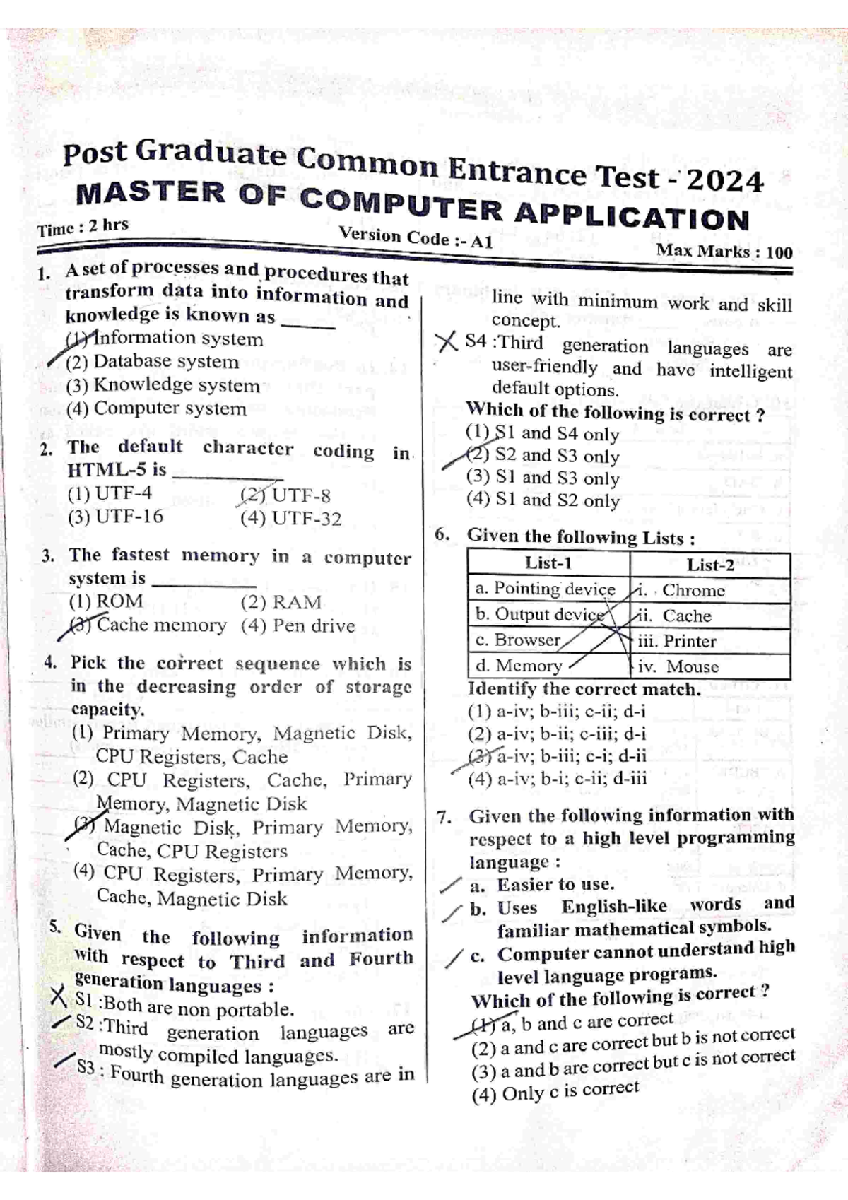 Previous Year Question Paper (MCA) 2024: Master of Computer Application - Studocu