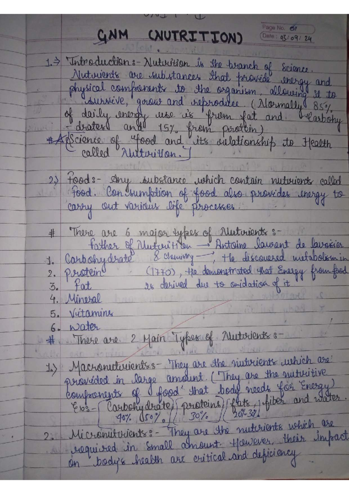 GNM (NUTRITION) Lecture Notes: Understanding Nutrients and Health - Studocu