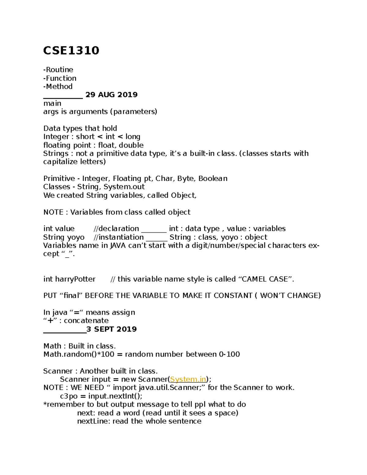 CSE1310 Notes - Fundamental things that you need to know - CSE -Routine ...