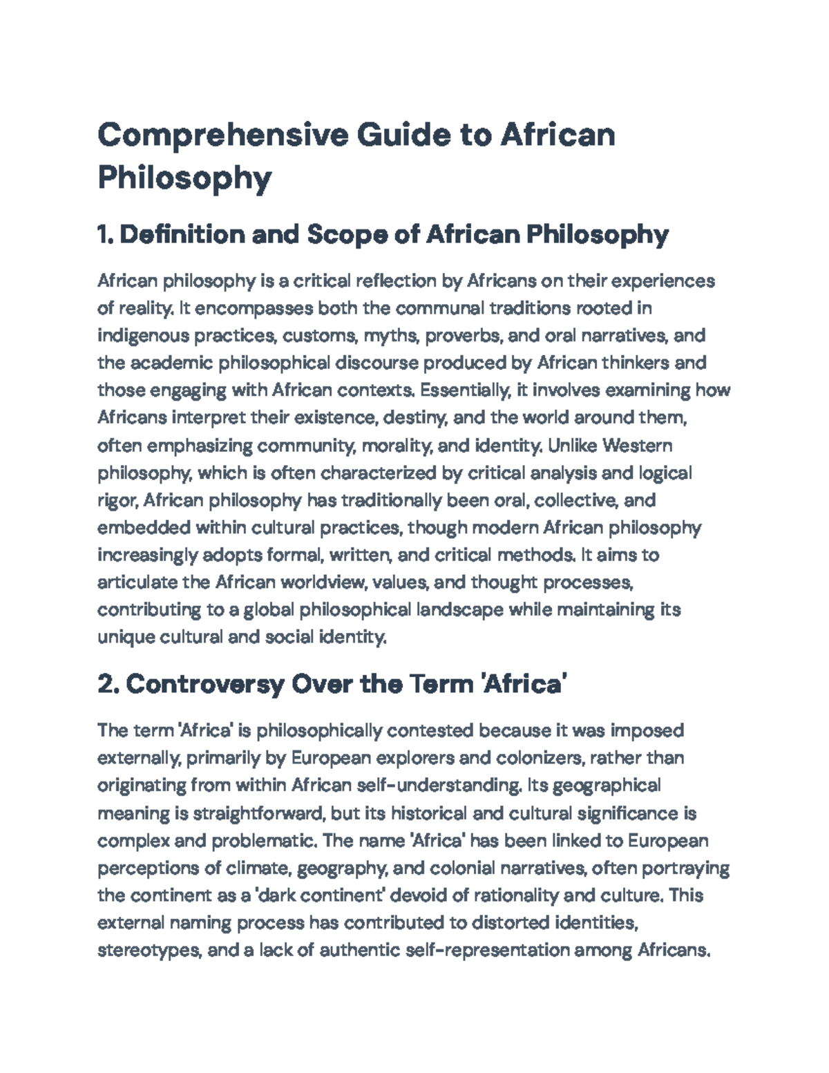 Comprehensive Guide to African Philosophy: Trends & Perspectives - Studocu