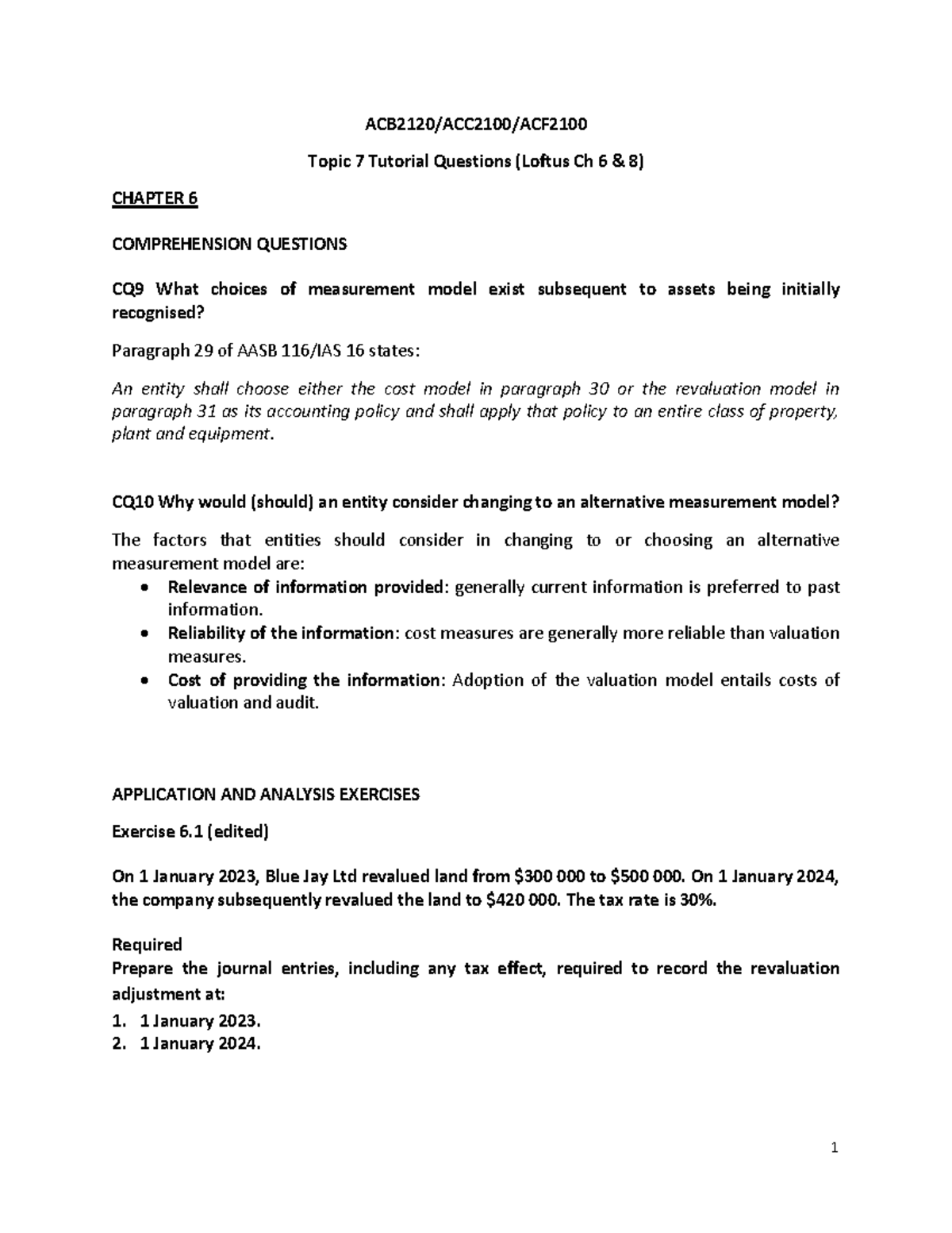 ACB2120/ACC2100/ACF Tutorial Notes: Ch 6 & 8 Comprehension & Exercises ...