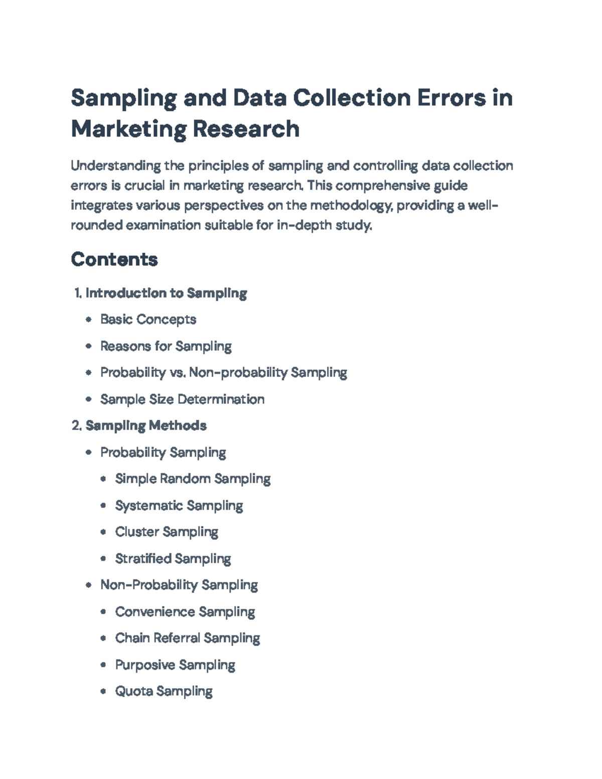 Sampling and Data Collection Errors in Marketing Research Guide ...