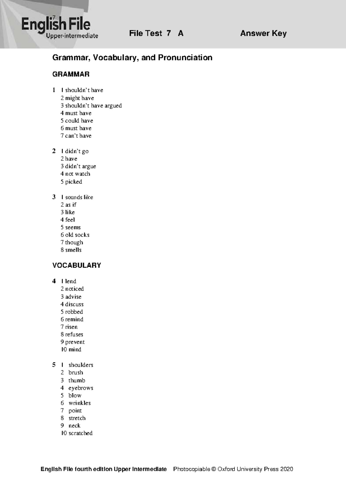 EF4E Final Exam File Test 7A Answer Key & Study Guide - Studocu