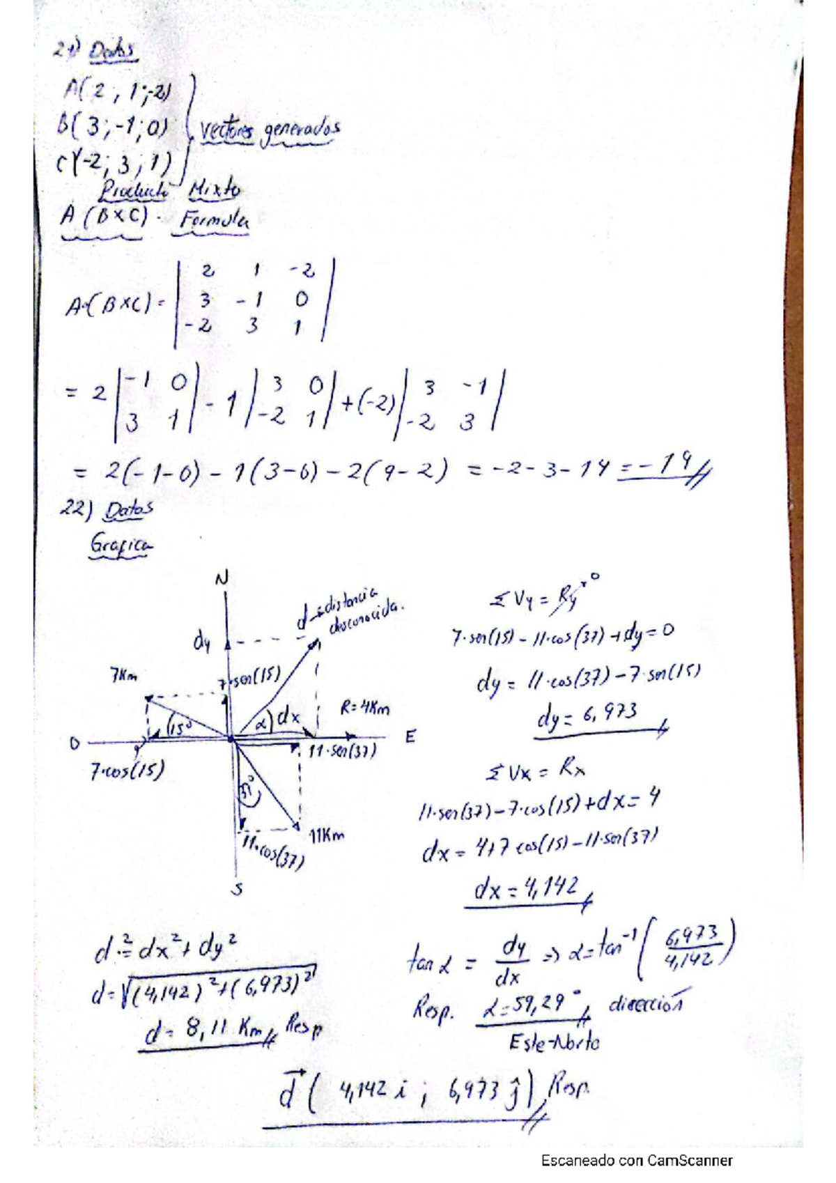 Vector Calculations and Mixed Product A(BXC) - Course 21 - Studocu