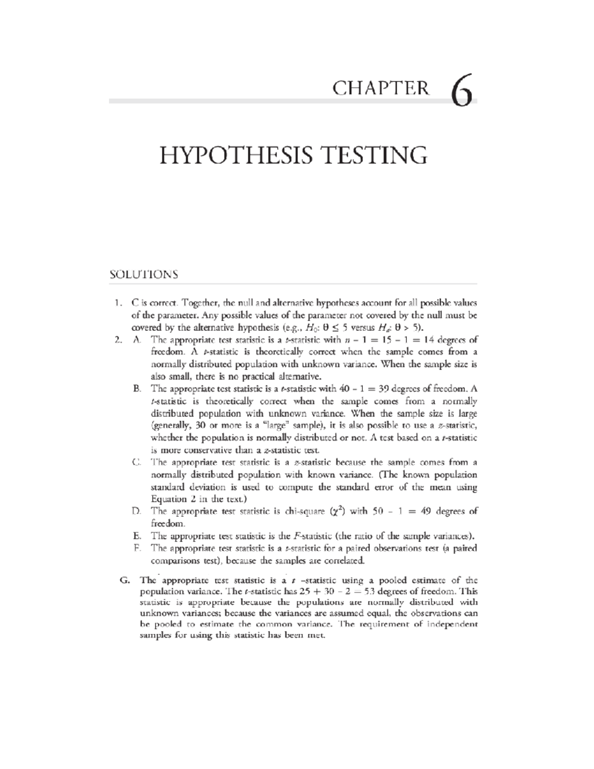CHAPTER 6 HYPOTHESIS TESTING SOLUTIONS AND EXAMPLES - Studocu