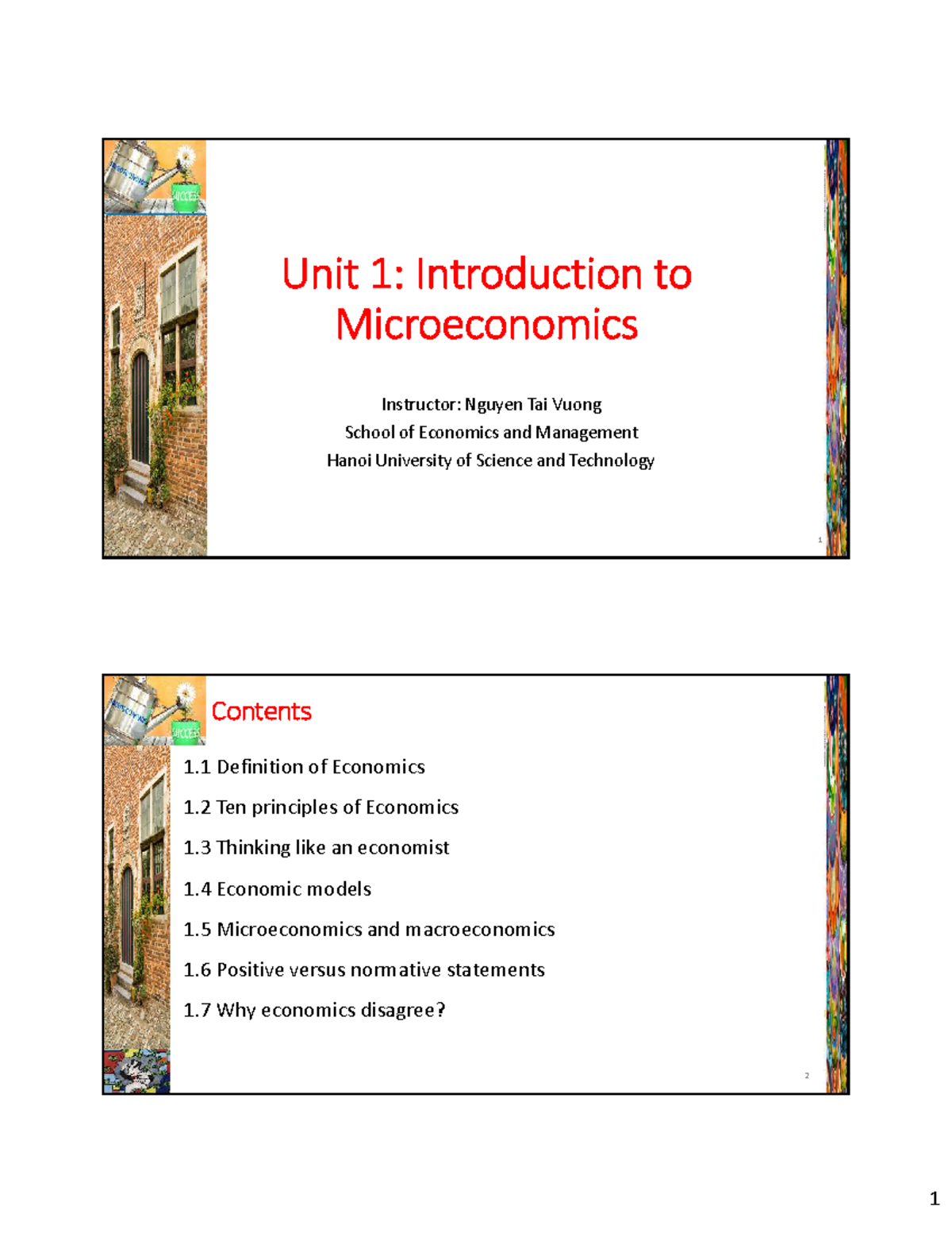 Unit 1: Intro to Microeconomics - Key Concepts and Principles - Studocu