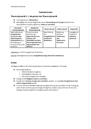 Formelsammlung Thermodynamik - - Studocu
