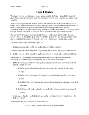 Cwv-101 Topic 4 Quiz Correct Answers, Grade Received 100 - In the ...