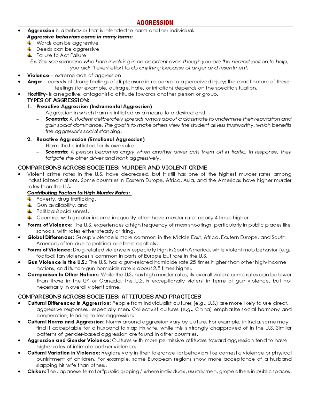 PSY 101: Chapter 11 - Understanding Aggression and Its Impacts - Studocu