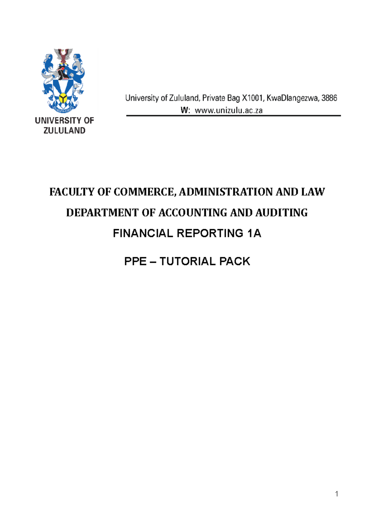 Chapter 11 - PPE (Activities) - FACULTY OF COMMERCE, ADMINISTRATION AND ...