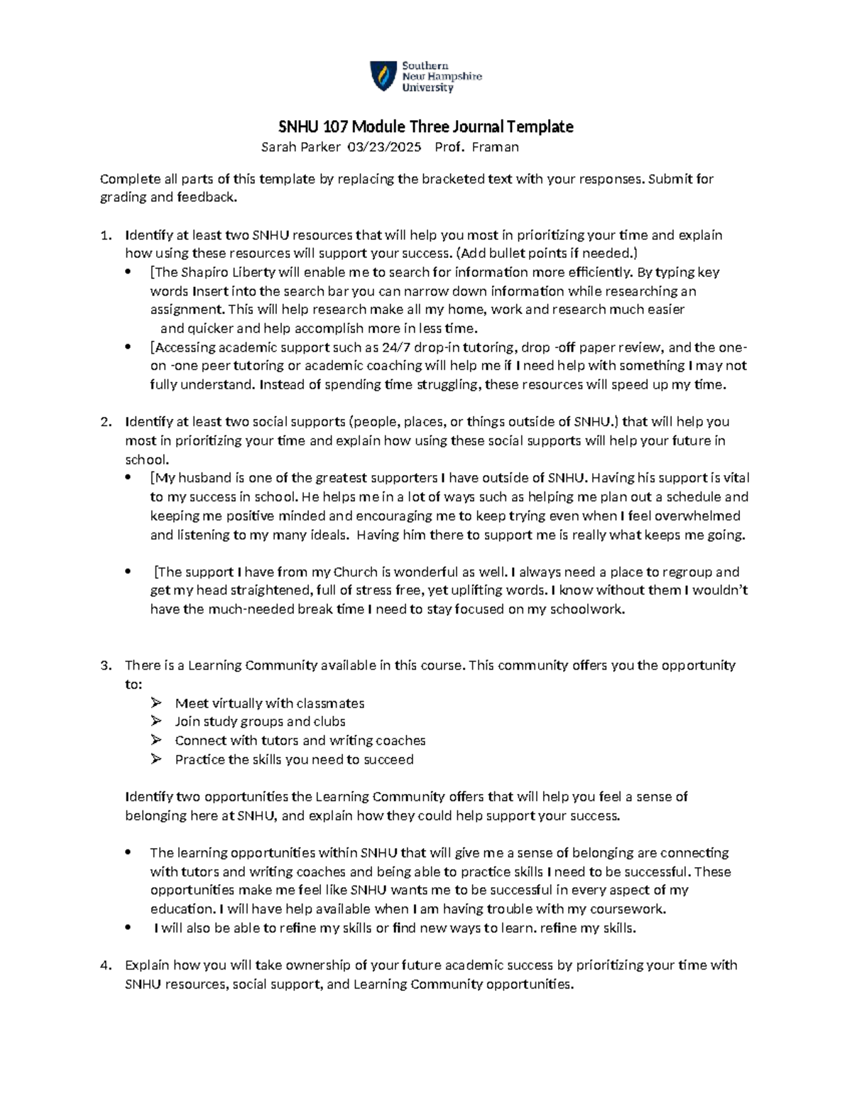 SNHU 107 Module Three Journal Template - SNHU 107 Module Three Journal ...