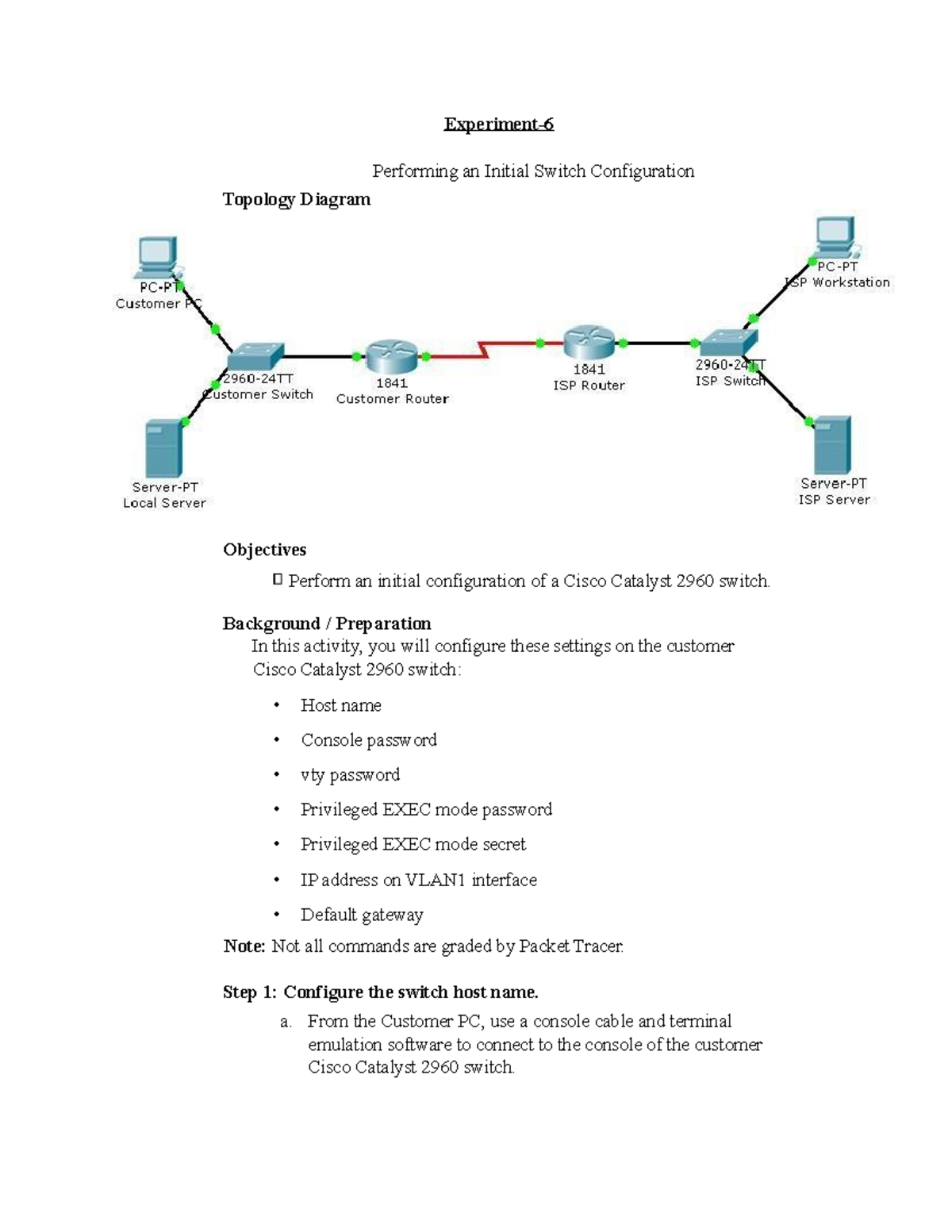 Experiment 6 CCNA - laboratory activity with answers and configurations - Experiment- Performing ...