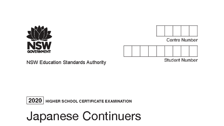 2020 HSC Japanese Continuers Exam: Complete Instructions & Details ...
