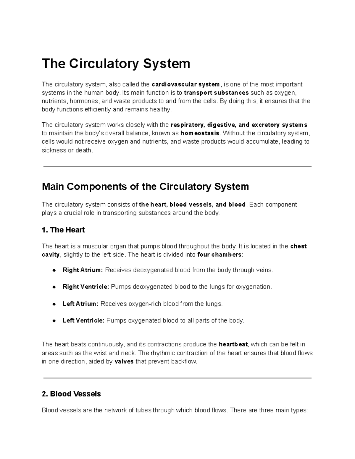 BIO101: The Circulatory System - Functions, Components, and Health ...