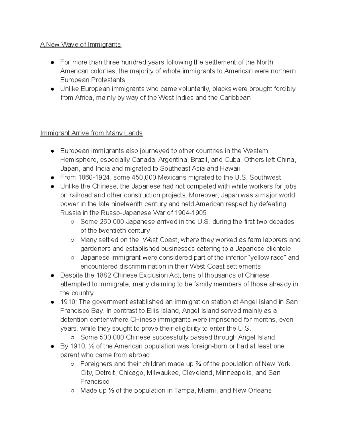 Chapter 18 Notes from textbook reading - A New Wave of Immigrants For ...