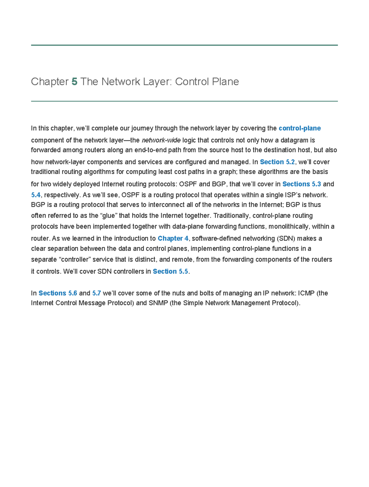 Network Layer Control Plane: Overview and Routing Algorithms - Studocu