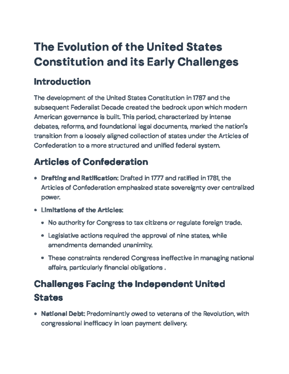 The Evolution of the U.S. Constitution: Early Challenges (HIST 101 ...