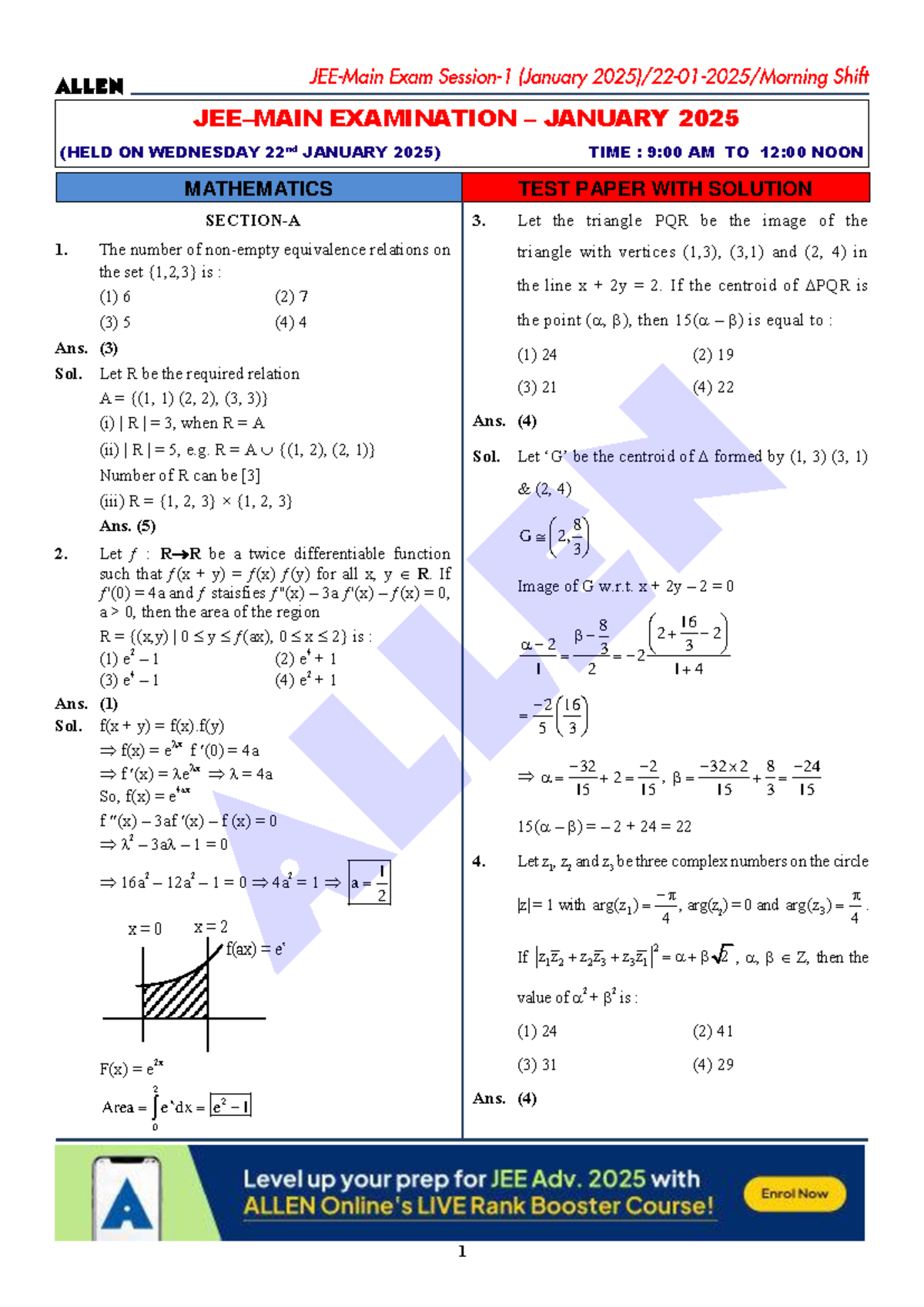 2201-Mathematics Final Exam Paper with Solutions - January 2025 - Studocu