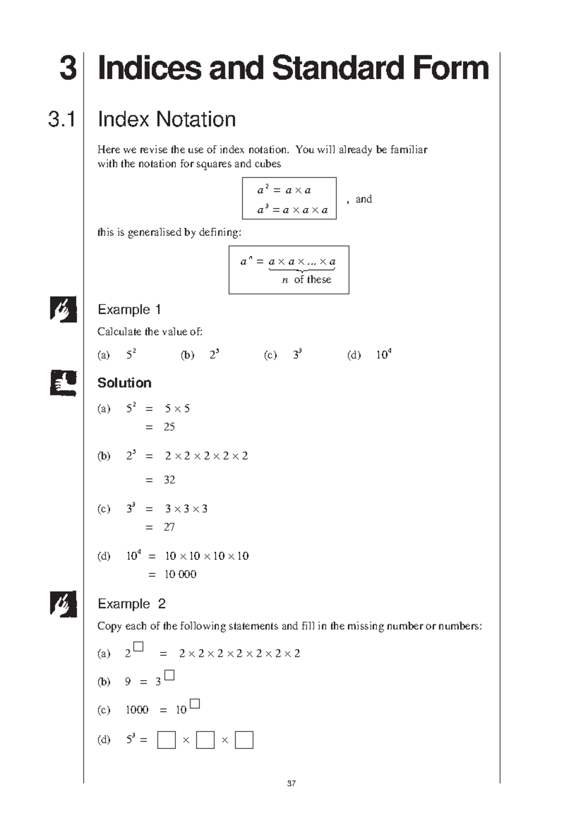 KS3/99Ma/Tier 5-7/P1: Indices, Standard Form & Fractional Indices Notes ...