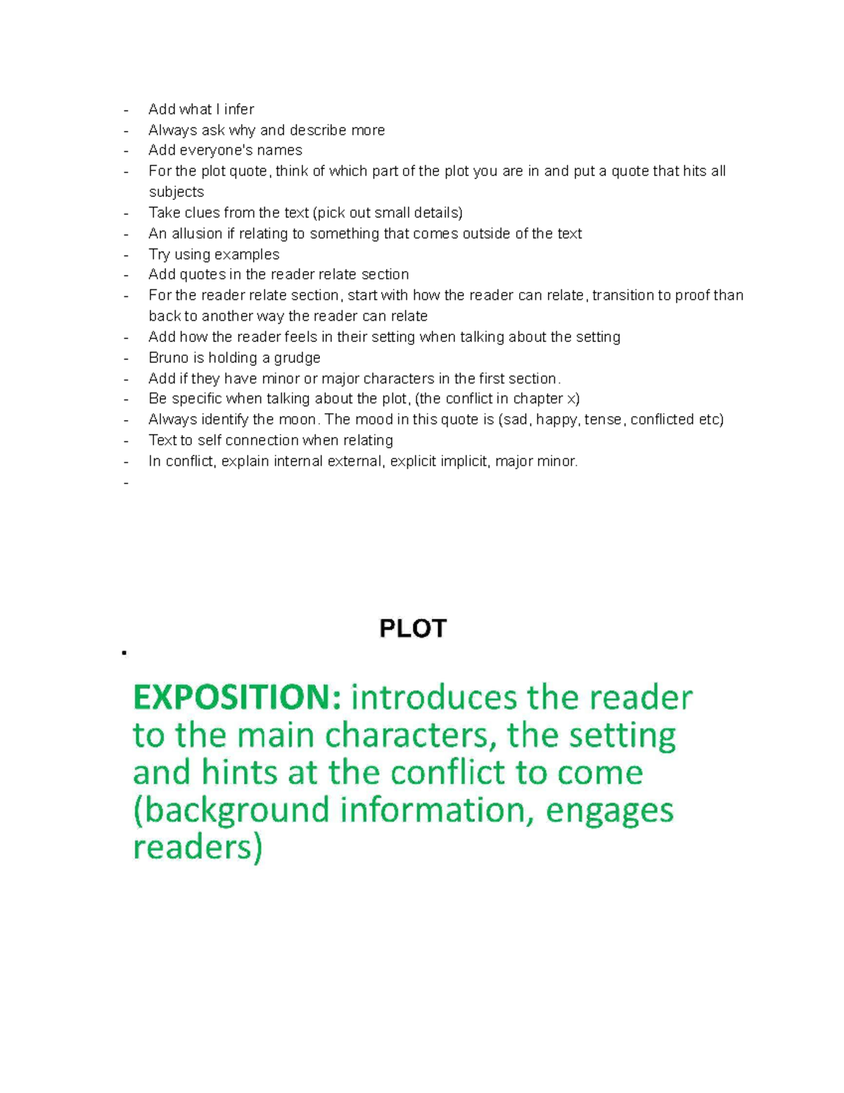 Tbitsp Help - Notes on Analyzing Plot and Character Connections - Studocu