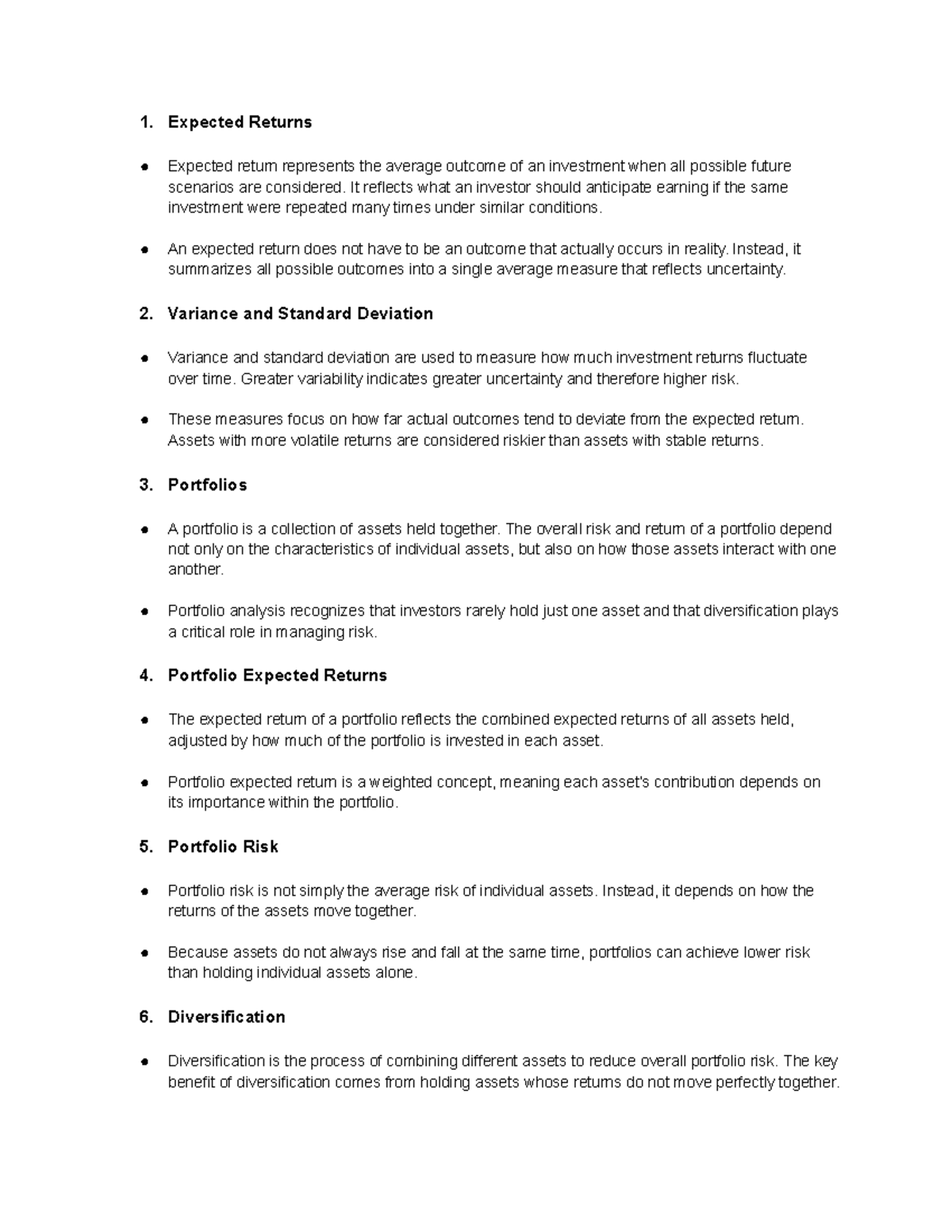 MOS2310 Lecture 9: Understanding Expected Returns and Risk - Studocu