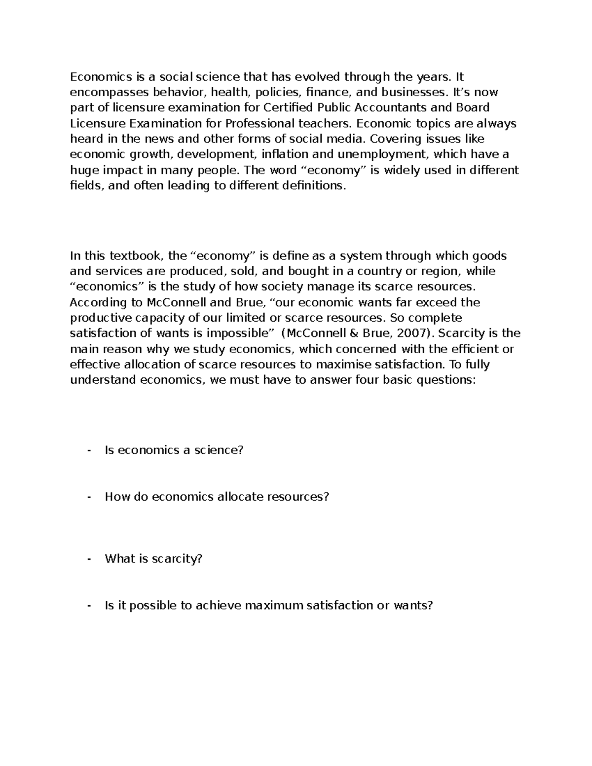 ECO 101: Understanding Resource Allocation in Economics - Studocu
