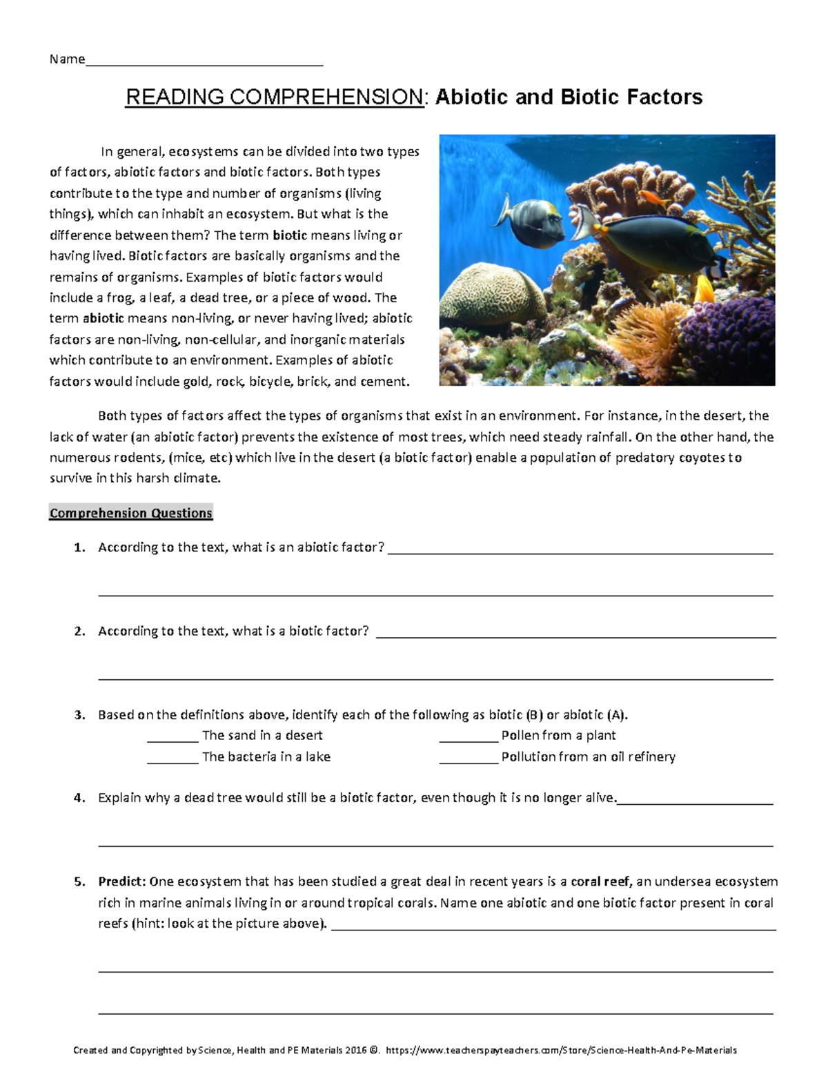 Abiotic and Biotic Factors - Science Work Notes for Class 10 - Studocu