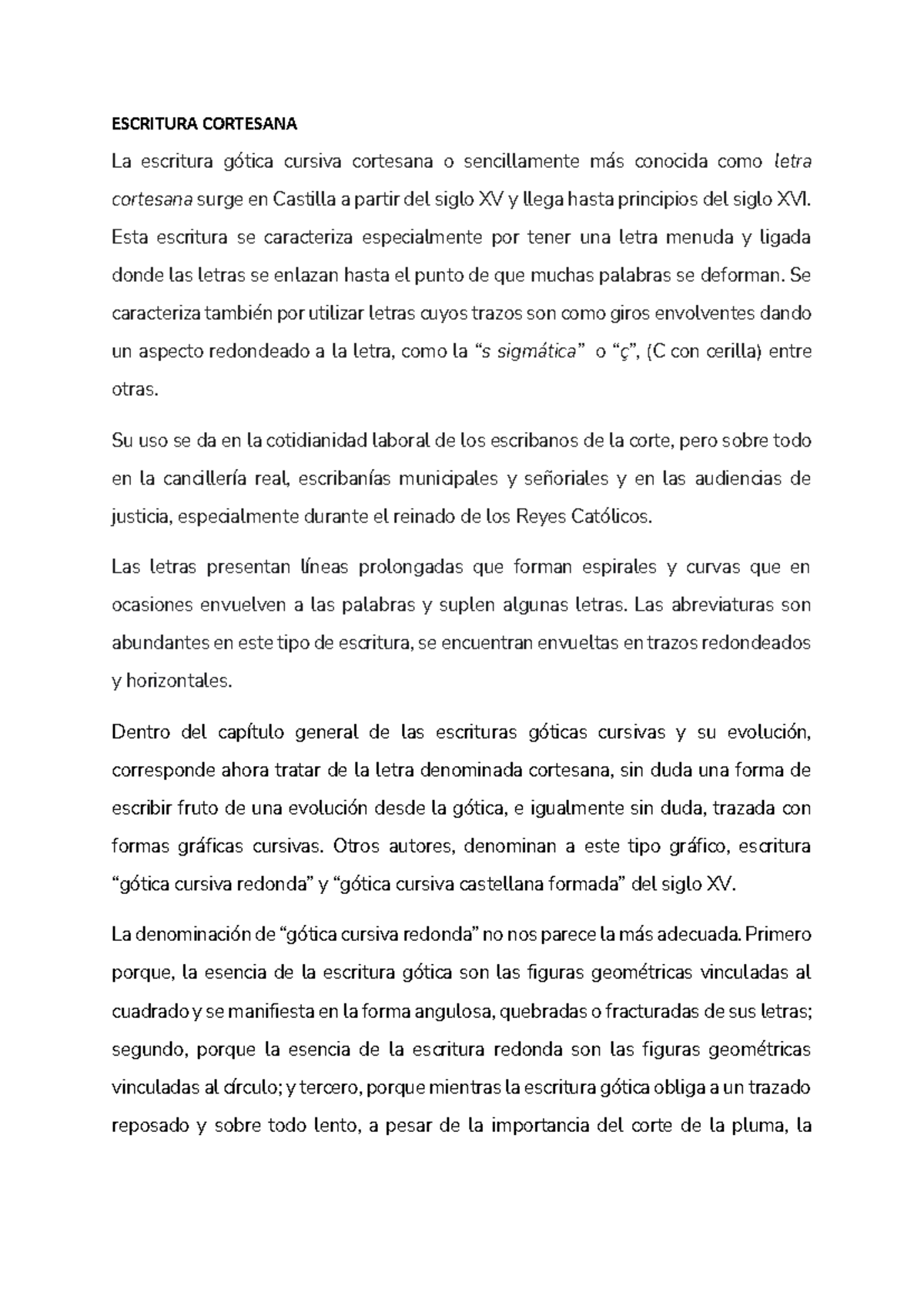 Escritura Cortesana y Procesal: Evolución y Características Históricas ...