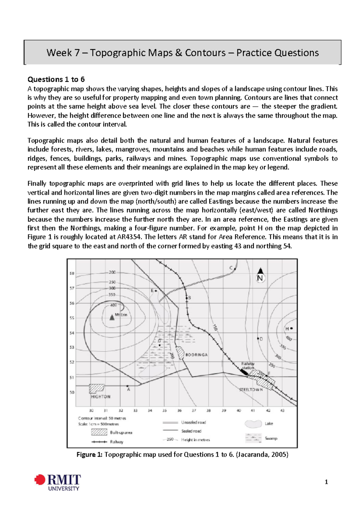 GEOM2088 Topographic Maps & Contours Practice Questions - Week 7 - Studocu