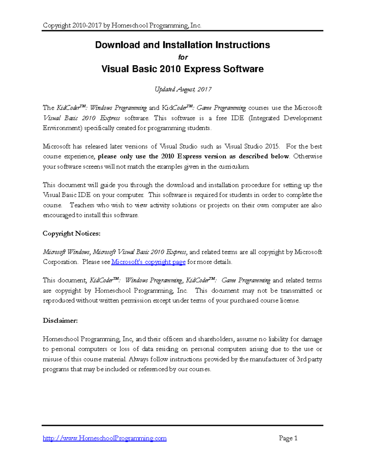 Visual Basic 2010 Express Installation Guide for Students - Studocu