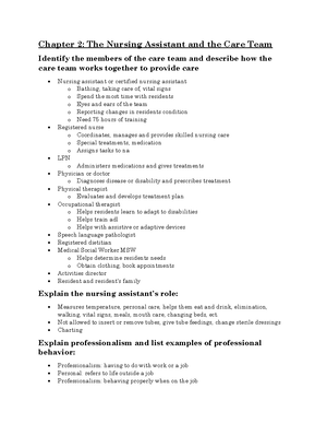 Chapter 2 The Nursing Assistant and The Care Team - The Nursing ...