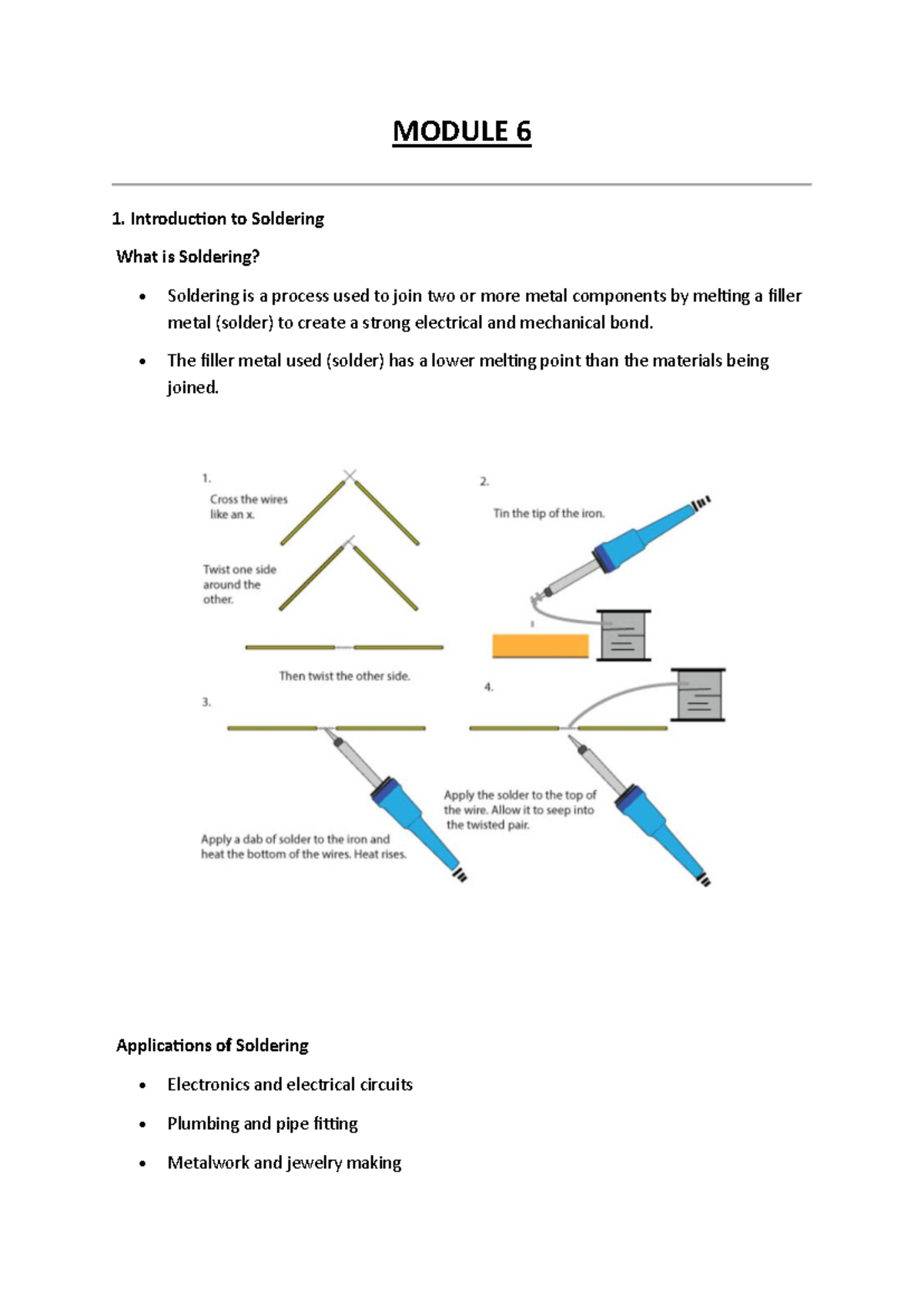 Module 6 Notes: Introduction to Soldering and Wiring Techniques - Studocu