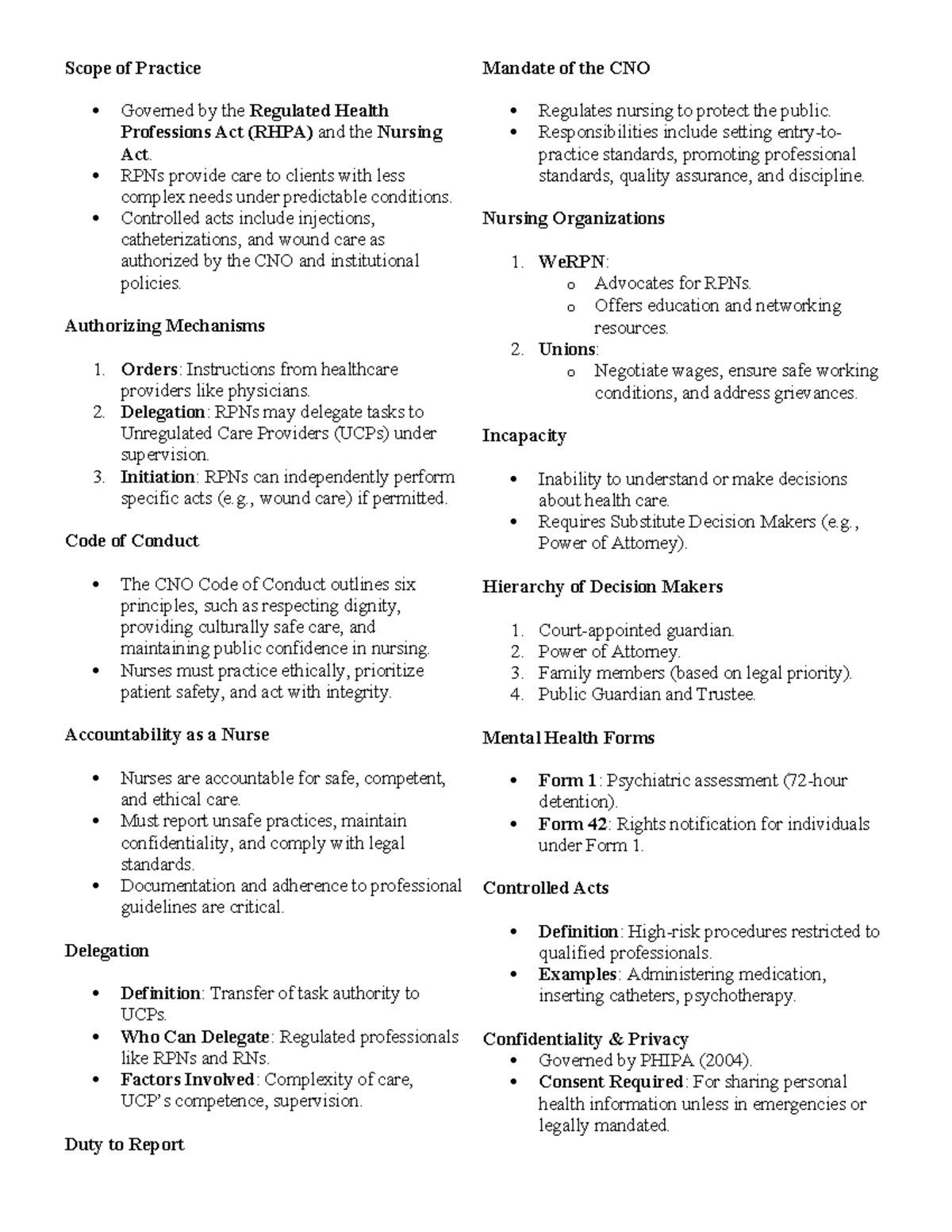 Scope of Practice - Legal and ethics notes - Scope of Practice Governed ...