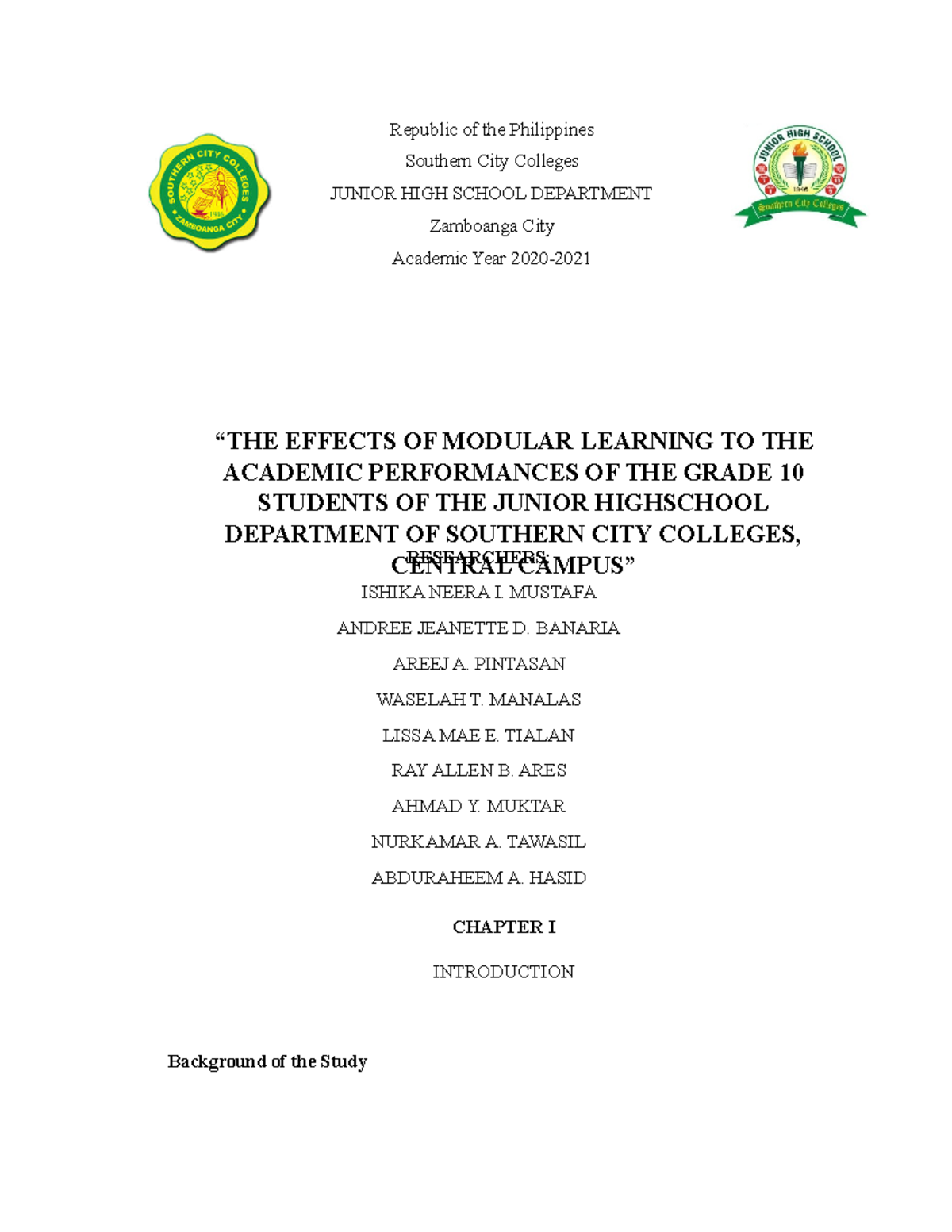 Effects of Modular Learning on Grade 10 Academic Performance - Studocu